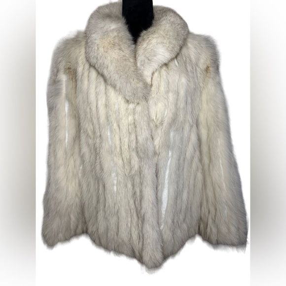 Saga Furs | Jackets & Coats | Saga Foxfur Ivory Beige Short Long Sleeve Real Fur Jacket Collar ...